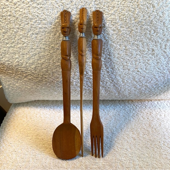 Accents | Vintage Set Of 3 Hand Carved African Tribal Wooden Serving ...